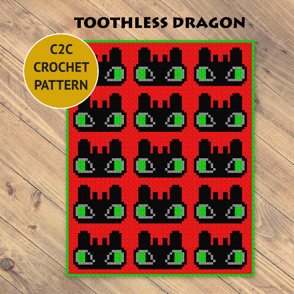 Toothless Dragon c2c Crochet Blanket Pattern | PDF | Digital | Inspire ...