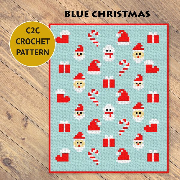 Blue Christmas c2c Crochet Blanket Pattern | PDF | Digital | Inspire Uplift