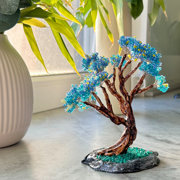 Handcrafted miniature bonsai tree blue | Inspire Uplift