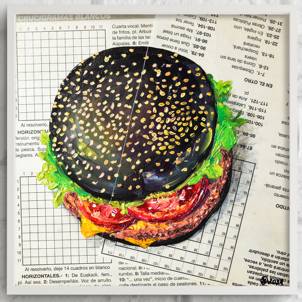Burger Newspaper Oil Painting Modern Kitchen American Fast F - Inspire ...