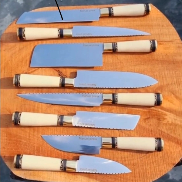 Chef Knife Set Custom Handmade Kitchen Knife Set Camel Bone | Inspire ...