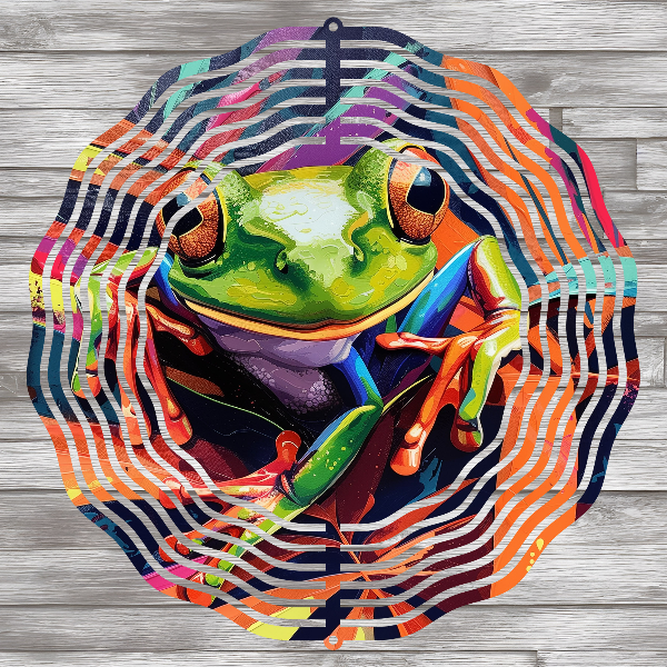 Green Frog Wind Spinner Design, Summer Garden Spinner, Tropi | Inspire ...