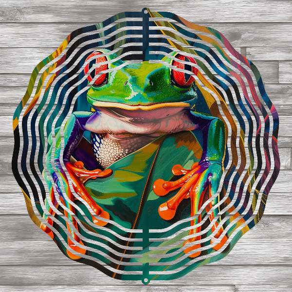 Green Frog Wind Spinner Design, Tropical Leaves Garden Spinn | Inspire ...