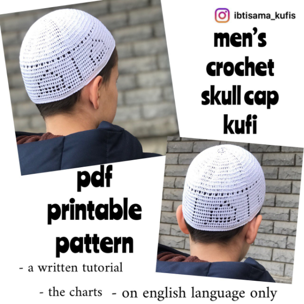 Mens kufi hat PDF printable pattern - Inspire Uplift