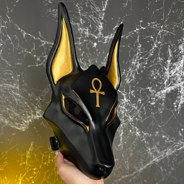 Egyptian Black Anubis Mask with Ankh, Cosplay Face Mask Cost | Inspire ...