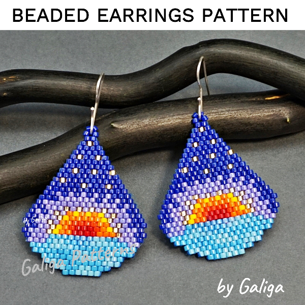 Ocean Sunset Beaded earrings pattern, Beading pattern, Seed | Inspire Uplift