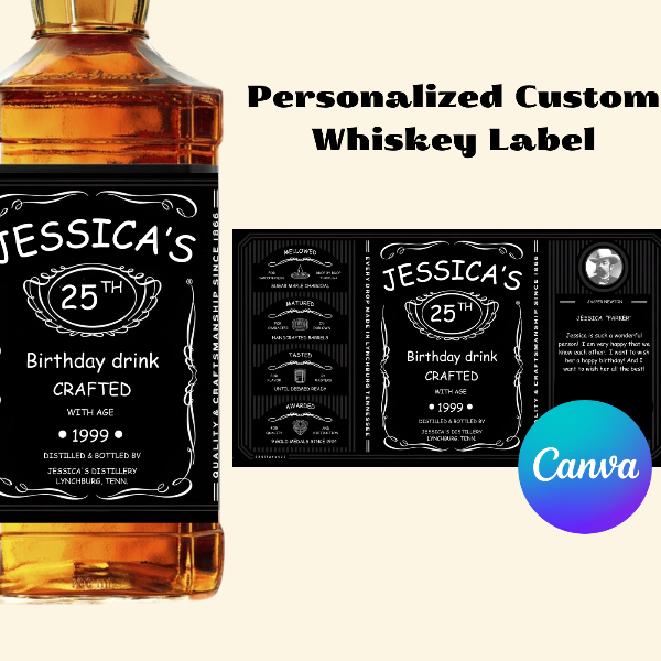 Whiskey Label Canva Template Personalized Custom Digital Dow | Inspire ...