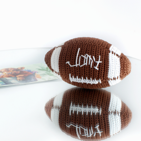 Crochet American football, Rattle ball, Baby photo shoot | Inspire Uplift
