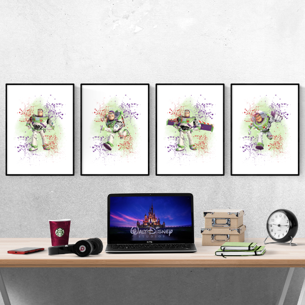 Disney Pixar Buzz Lightyear Watercolour Set Of 4 Prints Pict | Inspire ...