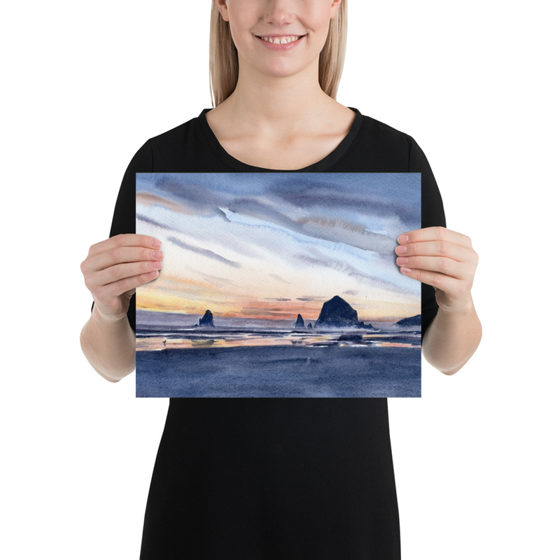 Cannon Beach Print Art Oregon Coast Poster Haystack Rock - Inspire Uplift