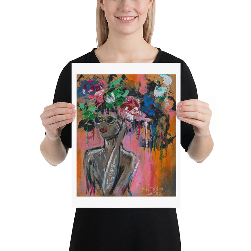 Woman Painting Poster Female Portrait Print Flowers Head Gir - Inspire ...