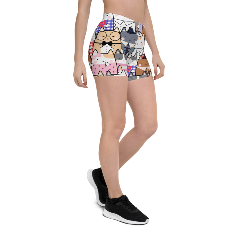 Cute Cats Kawaii Seamless Pattern Shorts | Inspire Uplift