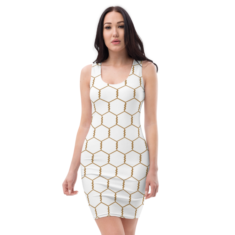 Golden Chicken Wire Pattern Sublimation Cut & Sew Dress | Inspire Uplift