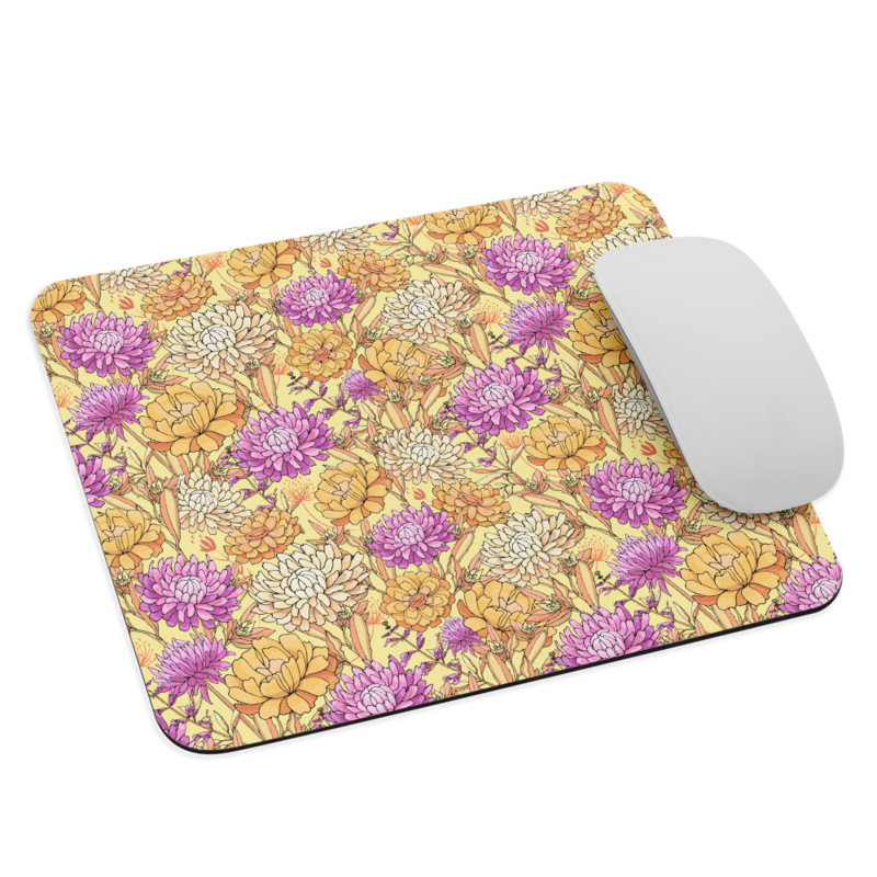 Chrysanthemum Flowers Seamless Pattern Mouse pad | Inspire Uplift