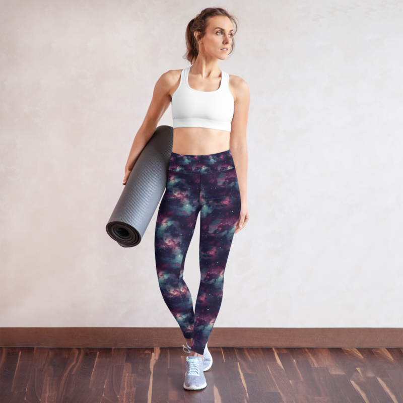 Purple Space Galaxy Cosmic Stars Pattern Yoga Leggings | Inspire Uplift