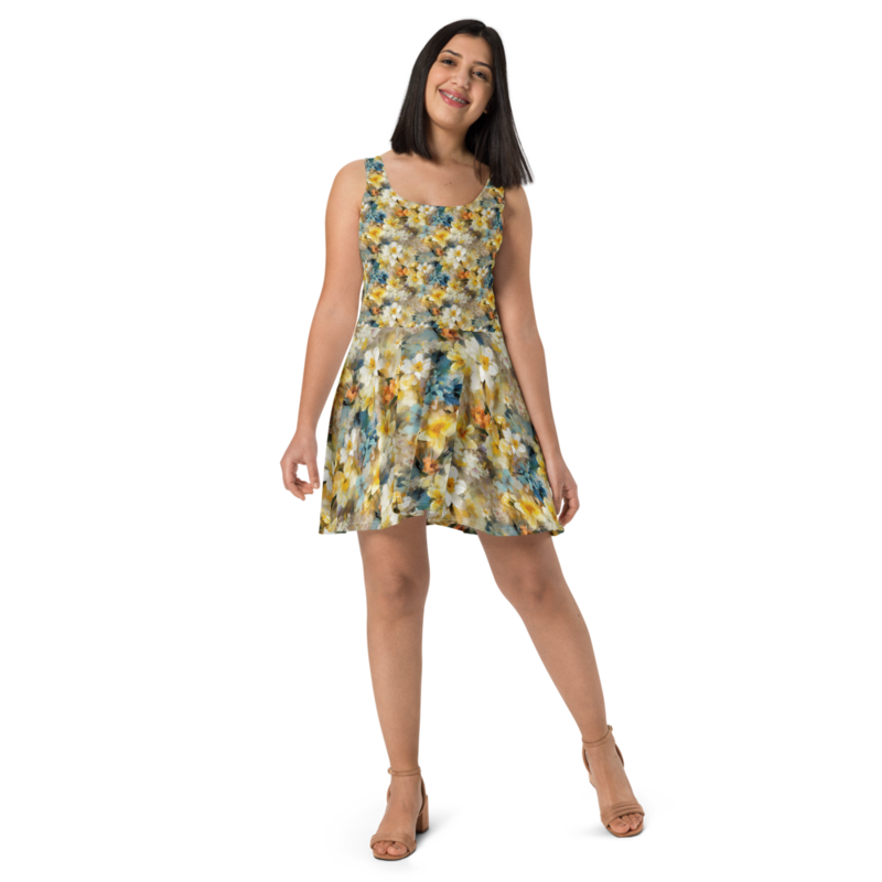 Colorful Spring Flowers Seamless Pattern Skater Dress | Inspire Uplift