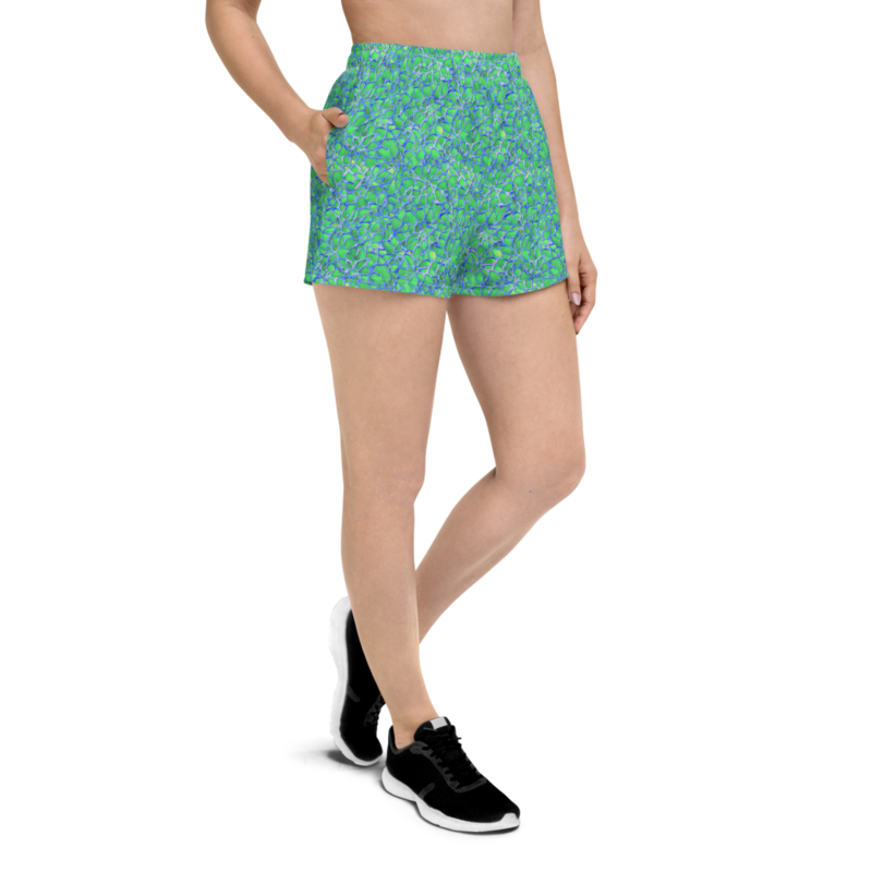 Green and Blue Modern Mozaic Women’s Recycled Athletic Short | Inspire ...