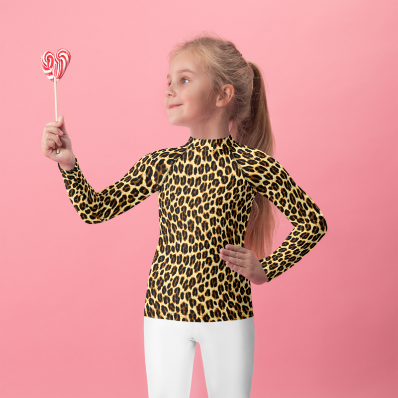 Leopard Skin Animal Print Seamless Pattern Kids Rash Guard | Inspire Uplift