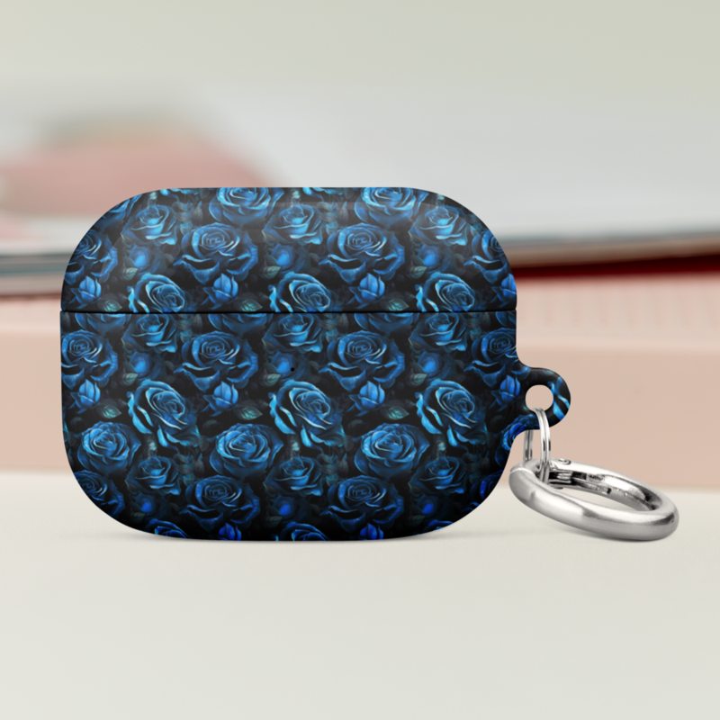 Blue and Black Rose Flowers Seamless Pattern Case for AirPod | Inspire ...
